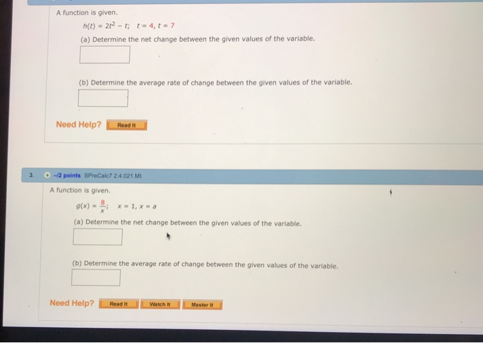 Solved A function is given. (a) Determine the net change | Chegg.com