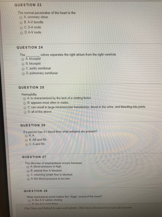 Solved QUESTION 23 The normal pacemaker of the heart is the | Chegg.com