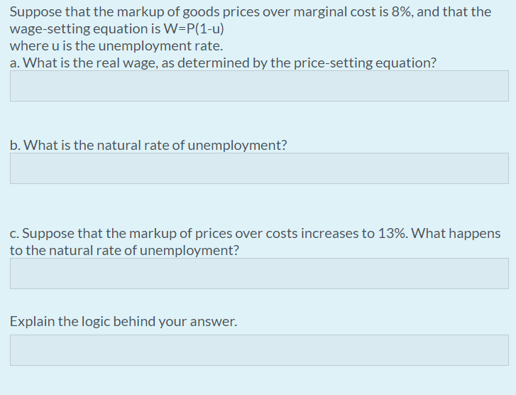 Solved Suppose that the markup of goods prices over marginal | Chegg.com