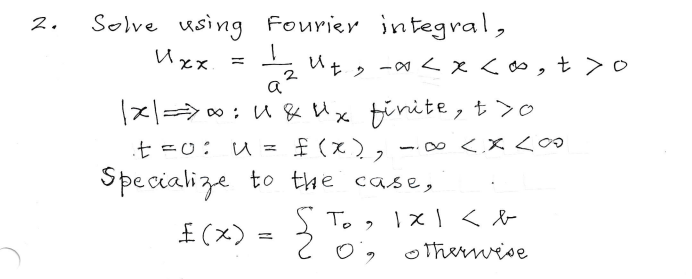 Solved 2. 2 a Solve using Fourier integral, Uxx = tuto-a: U | Chegg.com