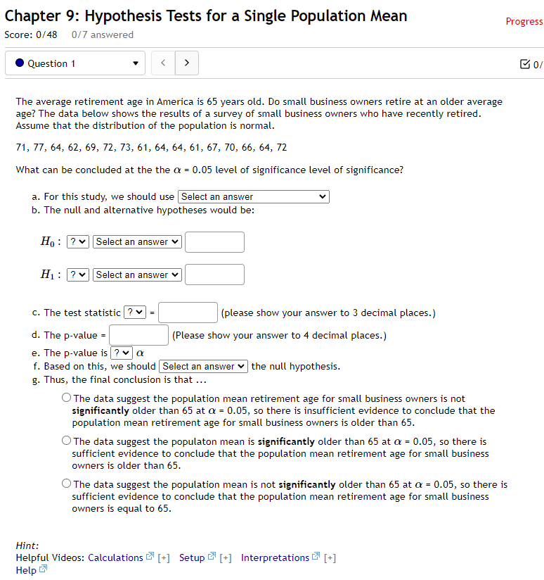 Solved Chapter 9: Hypothesis Tests for a Single Population | Chegg.com