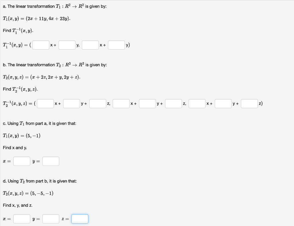 Solved a. The linear transformation T1:R2→R2 is given by: | Chegg.com