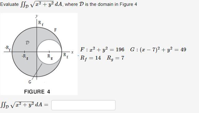 Solved Evaluate ∫∫Dx2+y2−−−−−−√dA, where D is the domain in | Chegg.com