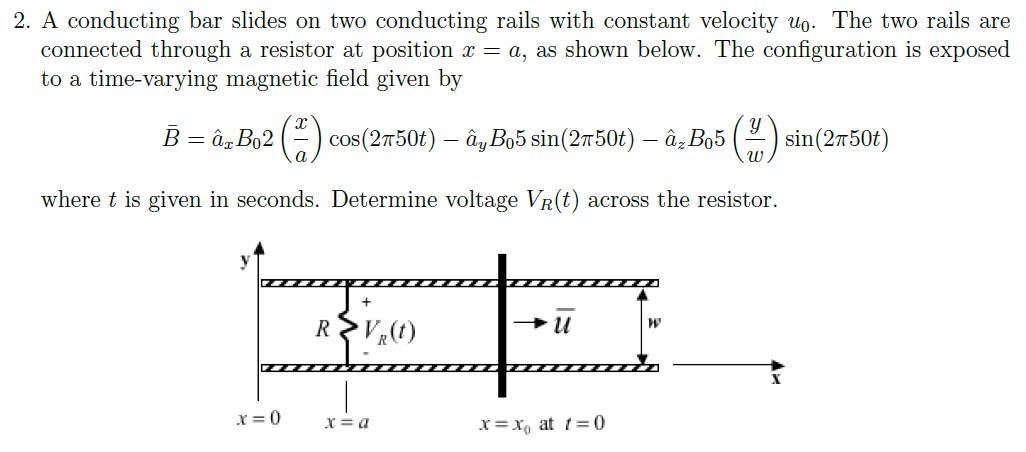 Solved 2. A conducting bar slides on two conducting rails | Chegg.com
