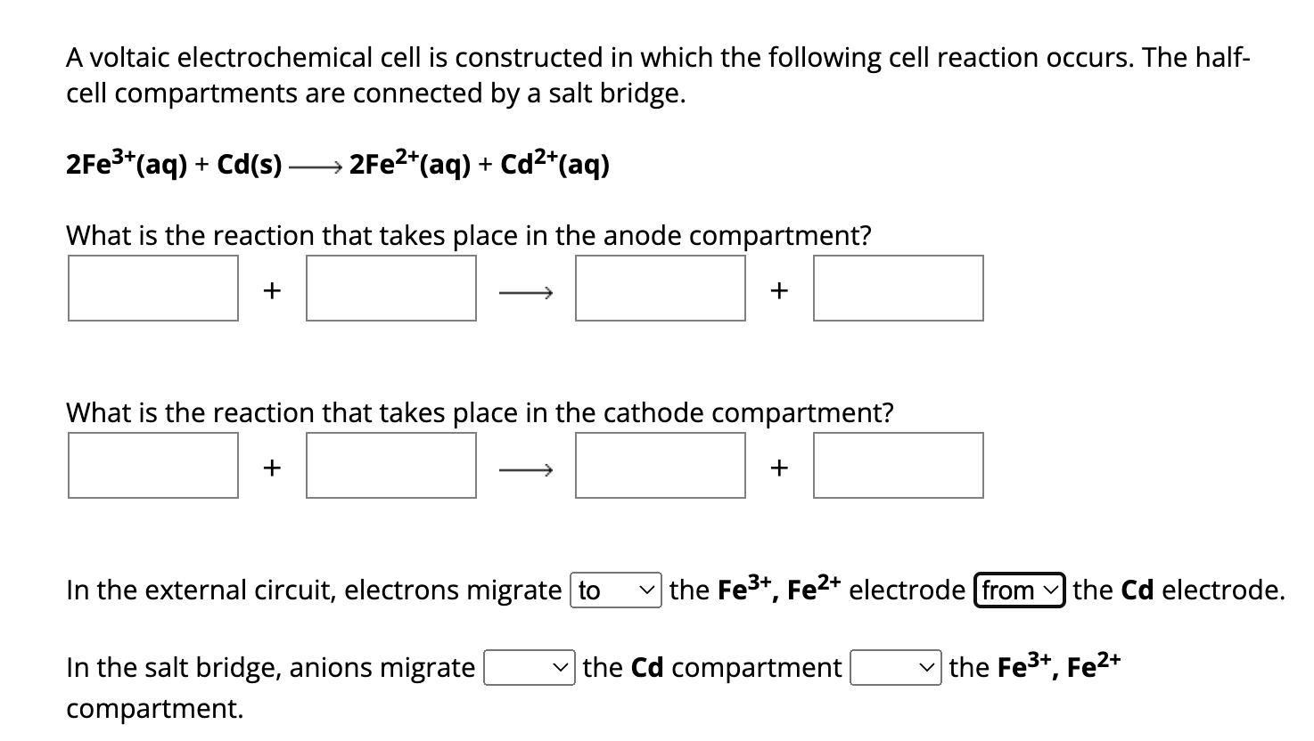 Solved A voltaic electrochemical cell is constructed in | Chegg.com