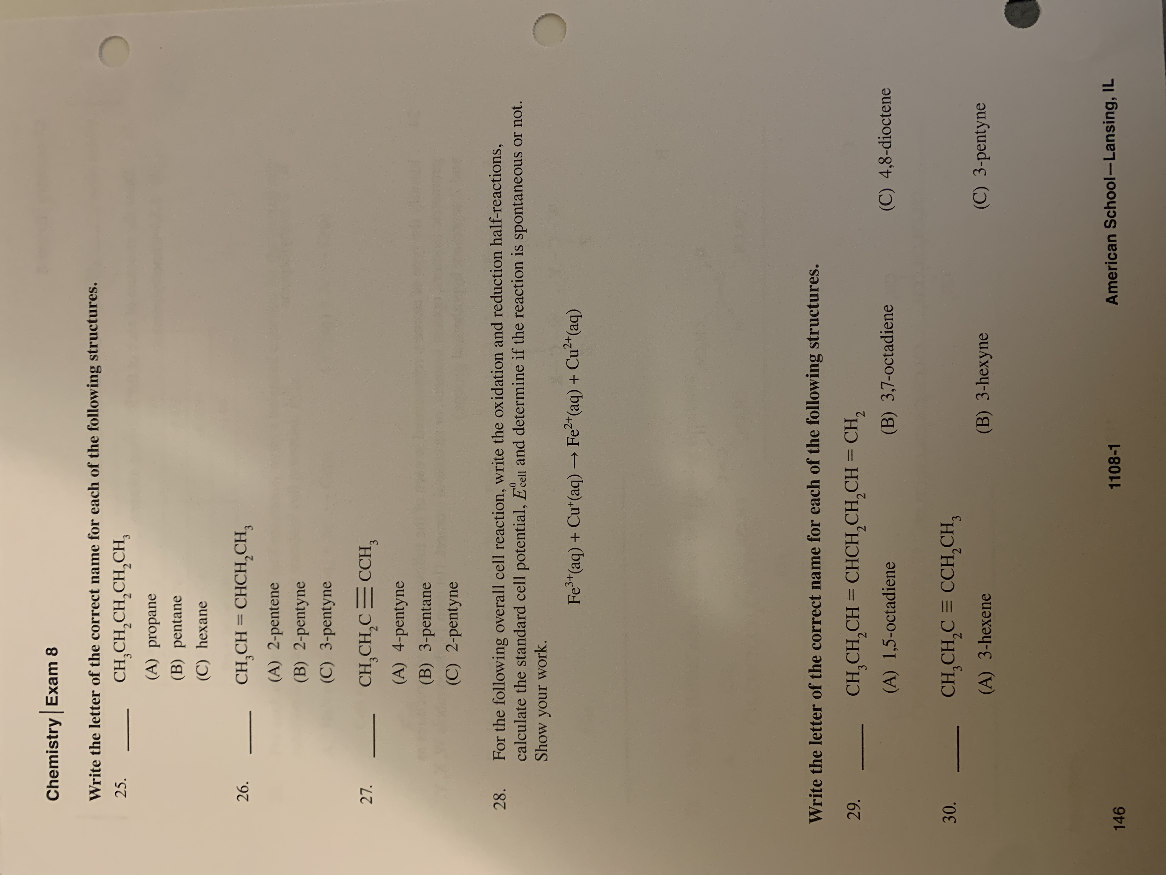 Solved Write the letter of the correct name for each of the | Chegg.com