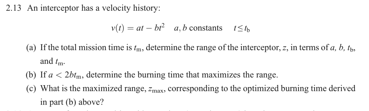 Solved 2 13 An Interceptor Has A Velocity History