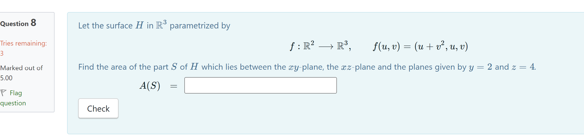 Question 8 Let the surface H in R3 parametrized by | Chegg.com
