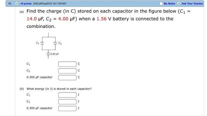 Solved Find the charge (in C) stored on each capacitor in | Chegg.com
