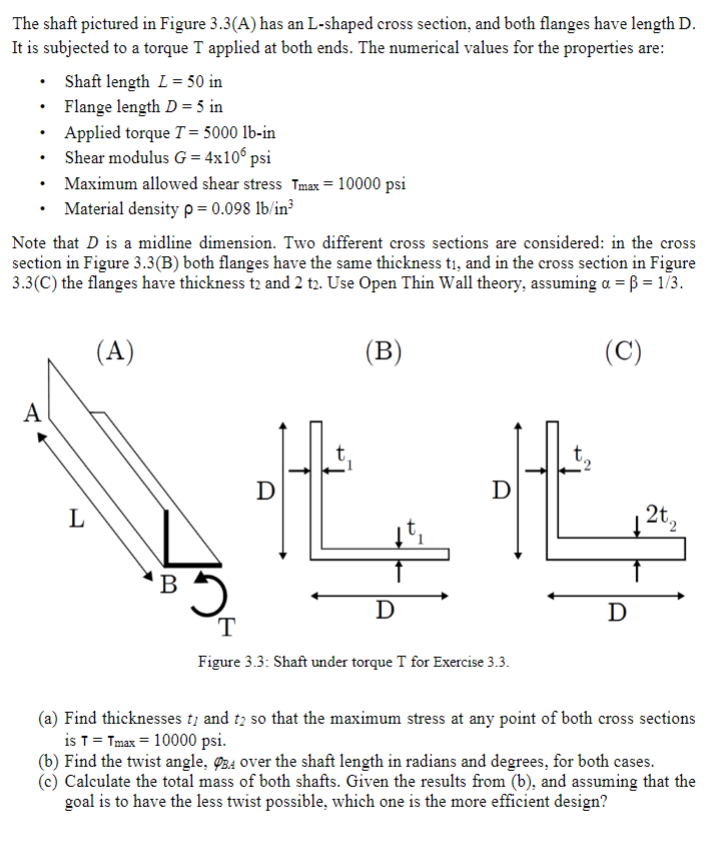 Solved The shaft pictured in Figure 3.3(A) has an L-shaped | Chegg.com