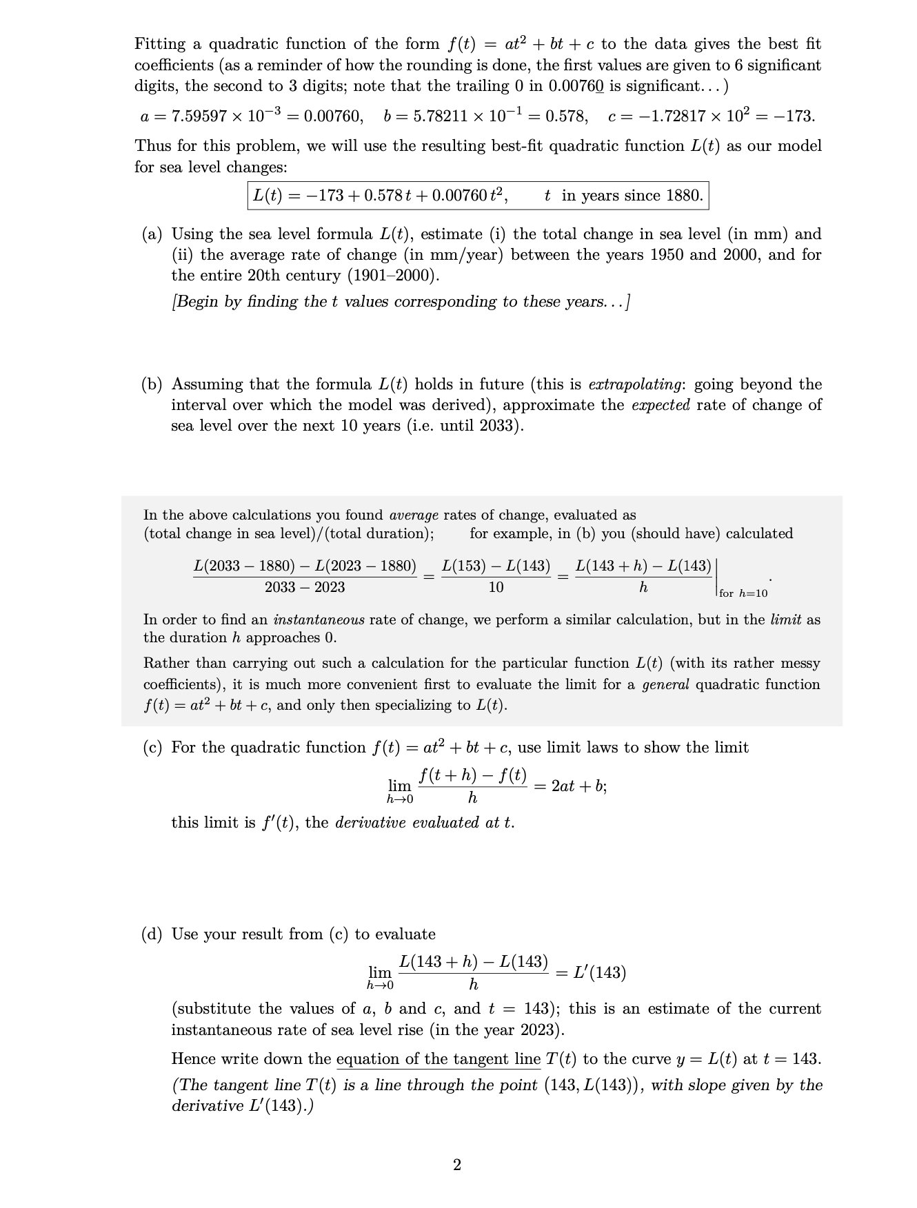 Solved 1. Problem 1: Sea Level Rise An important consequence | Chegg.com