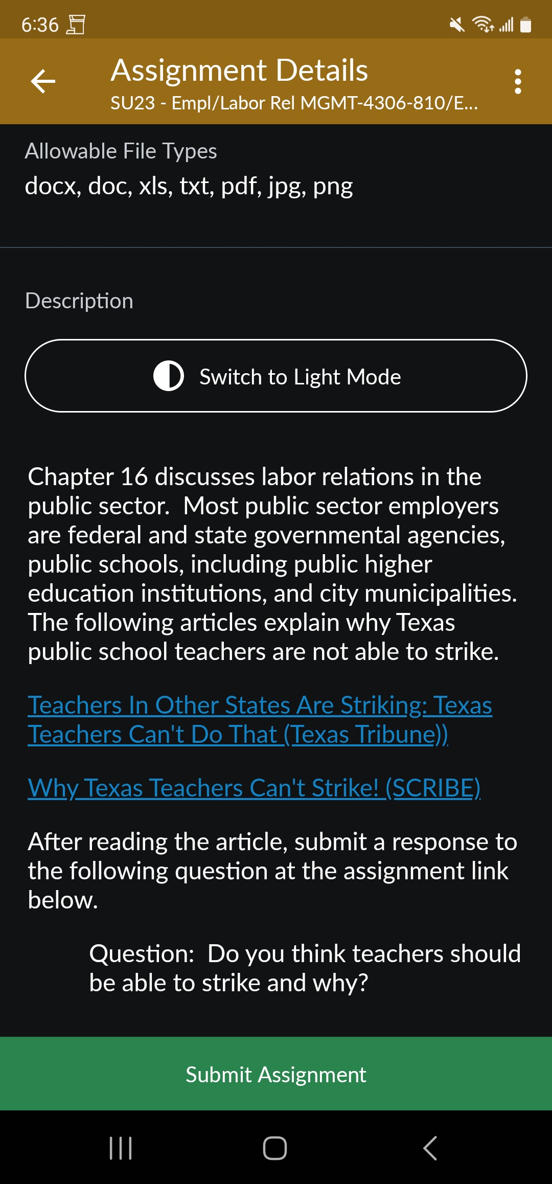 Solved Assignment Details SU23 - Empl/Labor Rel | Chegg.com