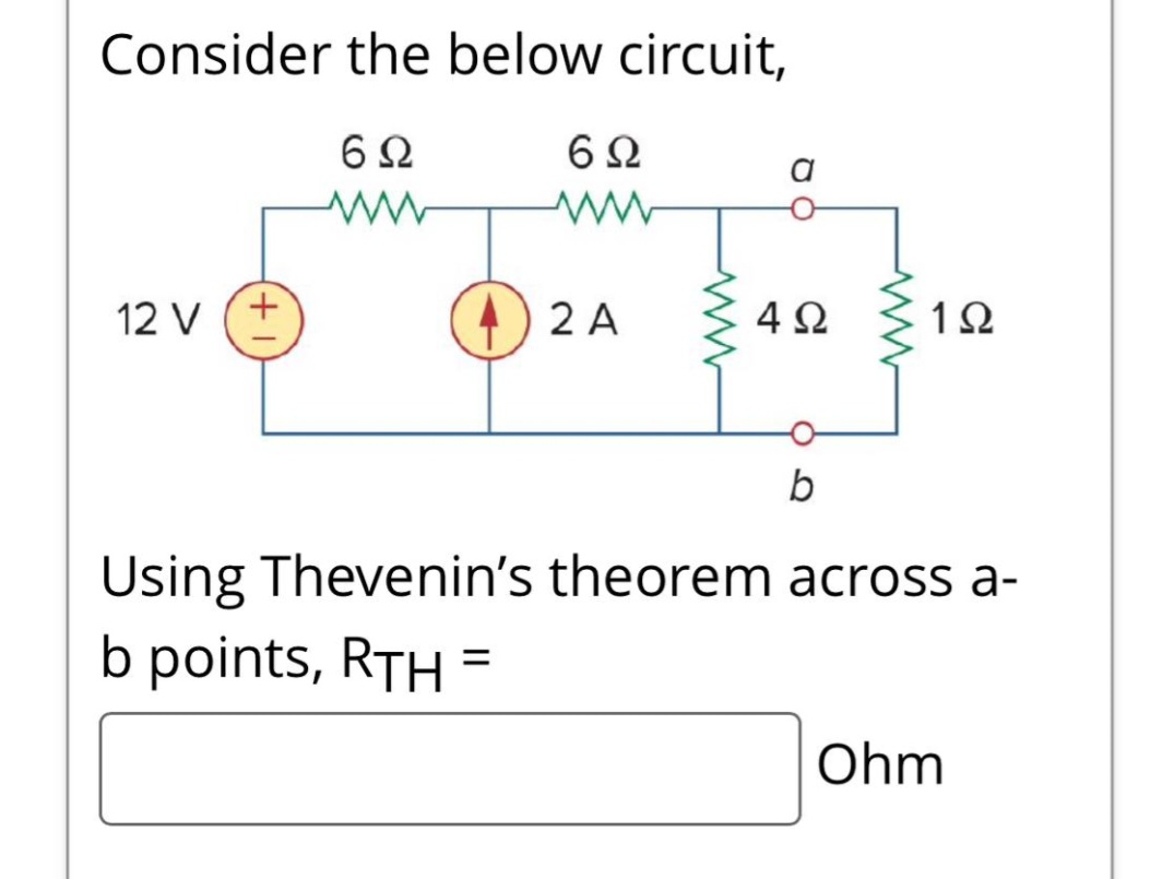 Solved Consider the below circuit,Using Thevenin's theorem | Chegg.com