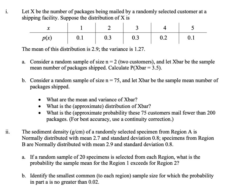 Solved Let X be the number of packages being mailed by a | Chegg.com