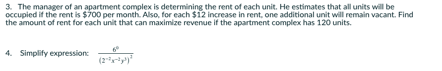 Solved 3. The manager of an apartment complex is determining | Chegg.com