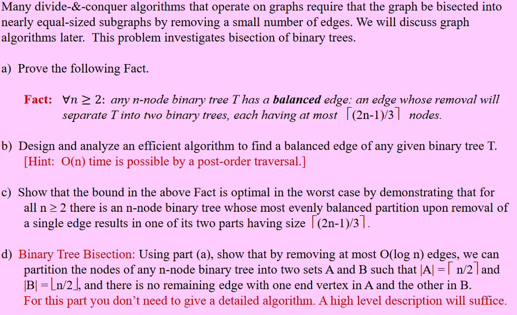Many divide-&-conquer algorithms that operate on | Chegg.com