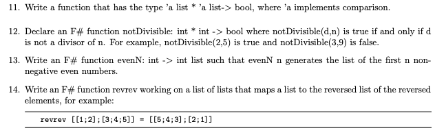 11. Write a function that has the type 'a list * 'a | Chegg.com