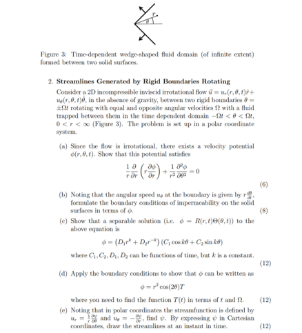 Solved Figure 3: Time-dependent wedge-shaped fluid domain | Chegg.com