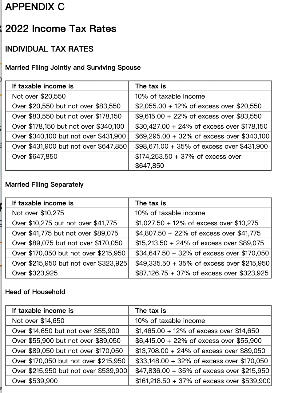 Solved Refer to the individual rate schedules in Appendix C. | Chegg.com