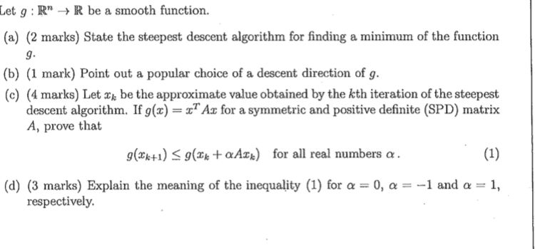 Solved et g:Rn→R be a smooth function. (a) (2 marks) State | Chegg.com
