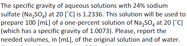 Solved The specific gravity of aqueous solutions with 24% | Chegg.com
