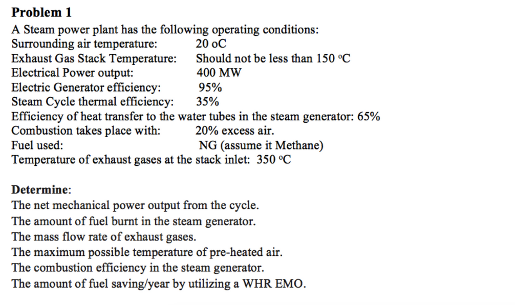 LU Problem 1 A Steam power plant has the following | Chegg.com