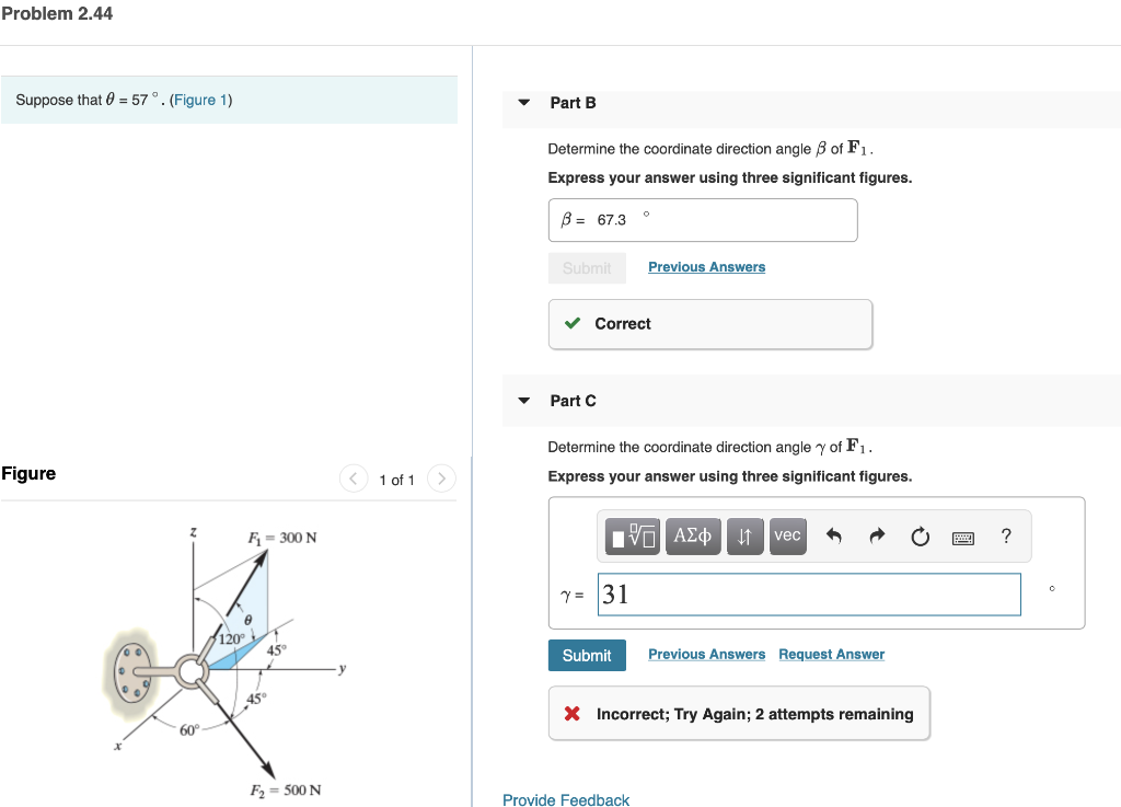 Solved Problem 2.44 Suppose that 0= 57 °. (Figure 1) Part B | Chegg.com