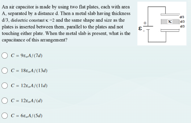 Solved An air capacitor is made by using two flat plates, | Chegg.com