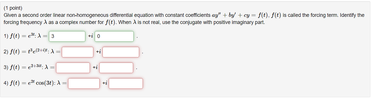 Solved (1 point) Given a second order linear non-homogeneous | Chegg.com