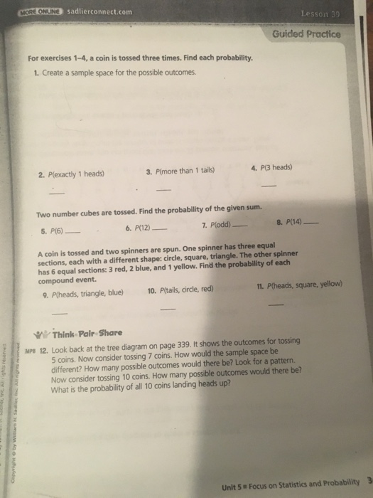 Solved Lesson Represent Sample Spaces for Compound Events | Chegg.com