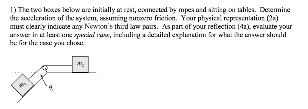 Solved 1) The two boxes below are initially at rest, | Chegg.com