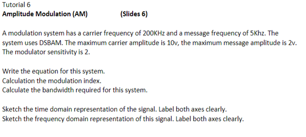 Solved Tutorial 6amplitude Modulation Am Slides 6 A