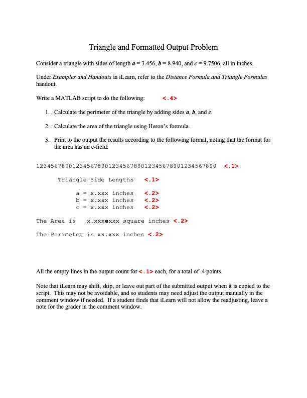 Solved Triangle and Formatted Output Problem Consider a | Chegg.com