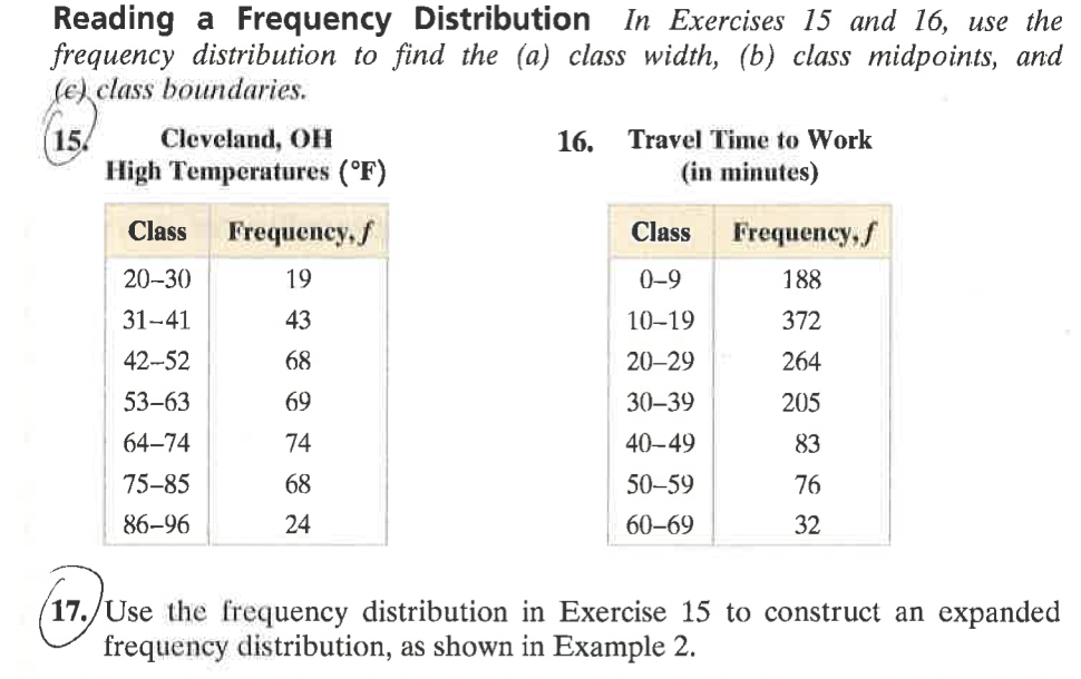 Solved Reading a Frequency Distribution In Exercises 15 and | Chegg.com
