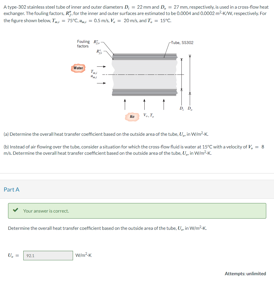 Solved A type-302 stainless steel tube of inner and outer | Chegg.com