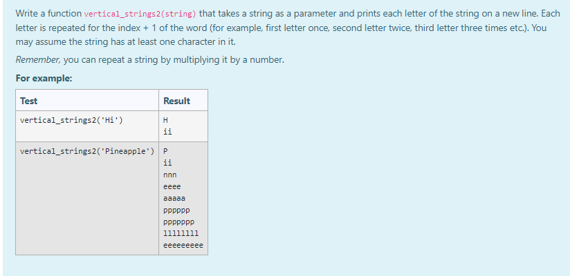 Solved Write a function vertical_strings (string) that takes | Chegg.com