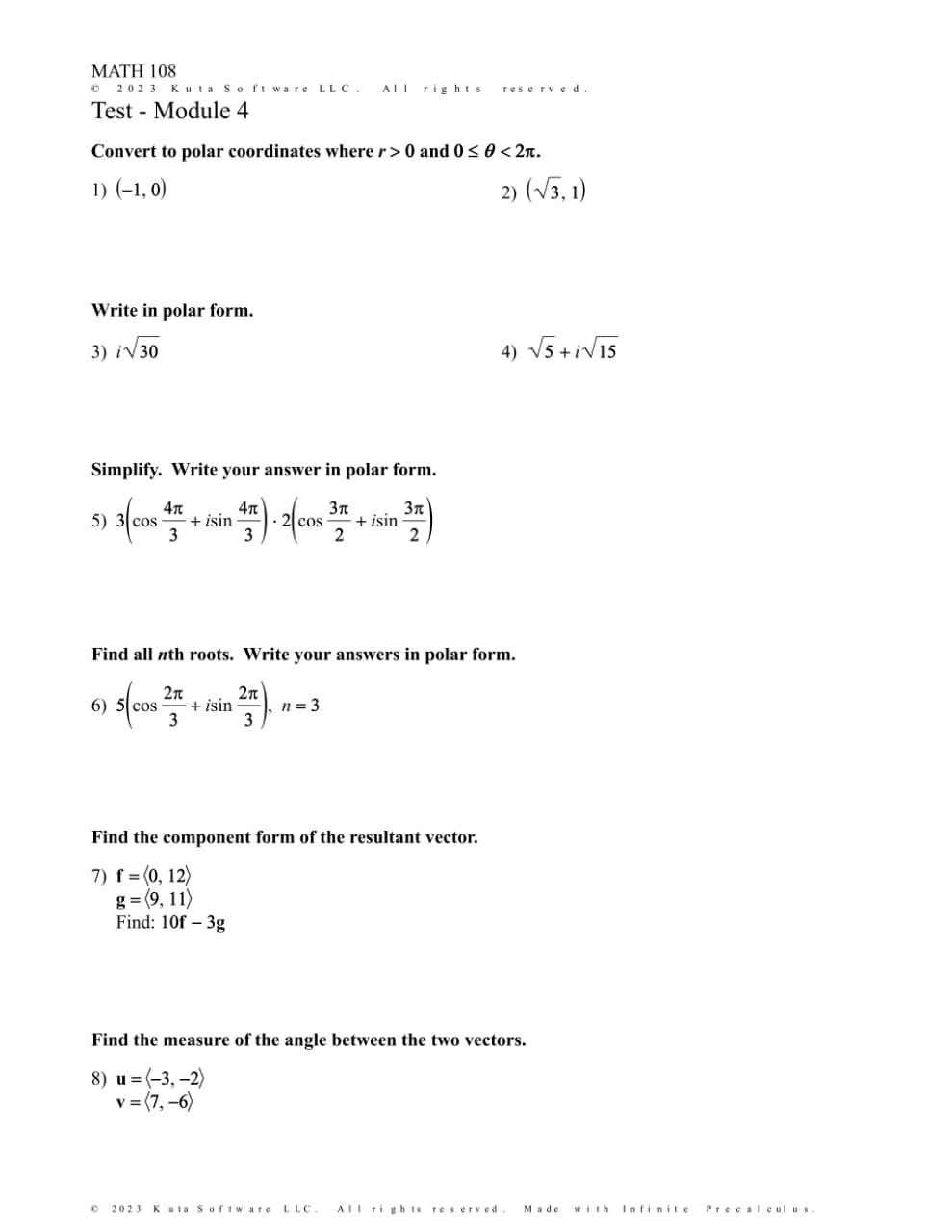 Solved MATH 108(1) 2023Kuta soft ware LLC. ﻿AI I rights | Chegg.com