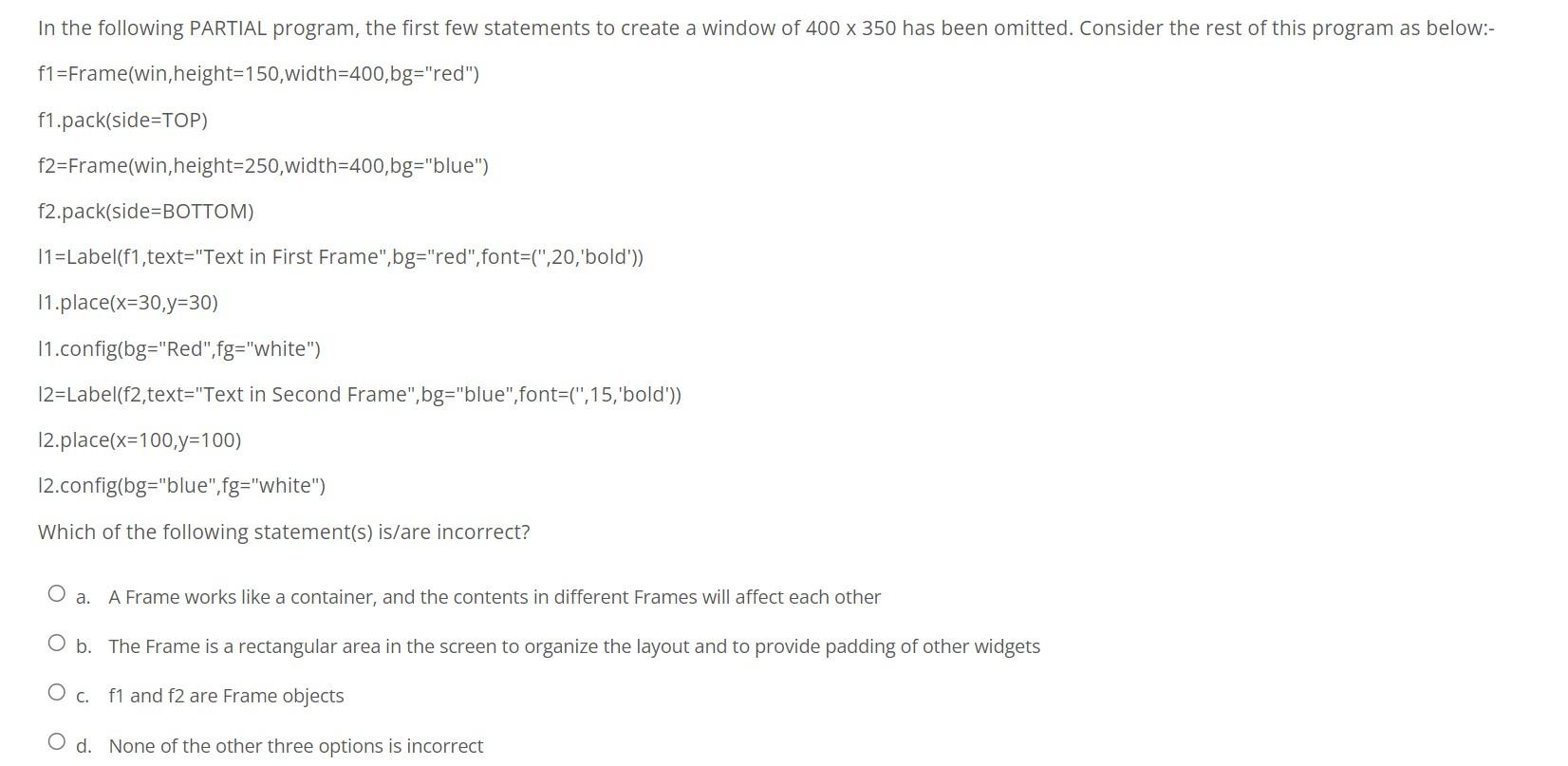 Solved In the following PARTIAL program, the first few | Chegg.com