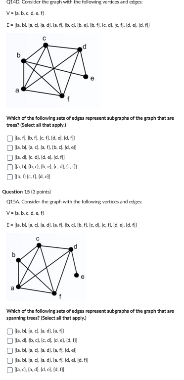 [Solved]: Q14D. Consider the graph with the following vert