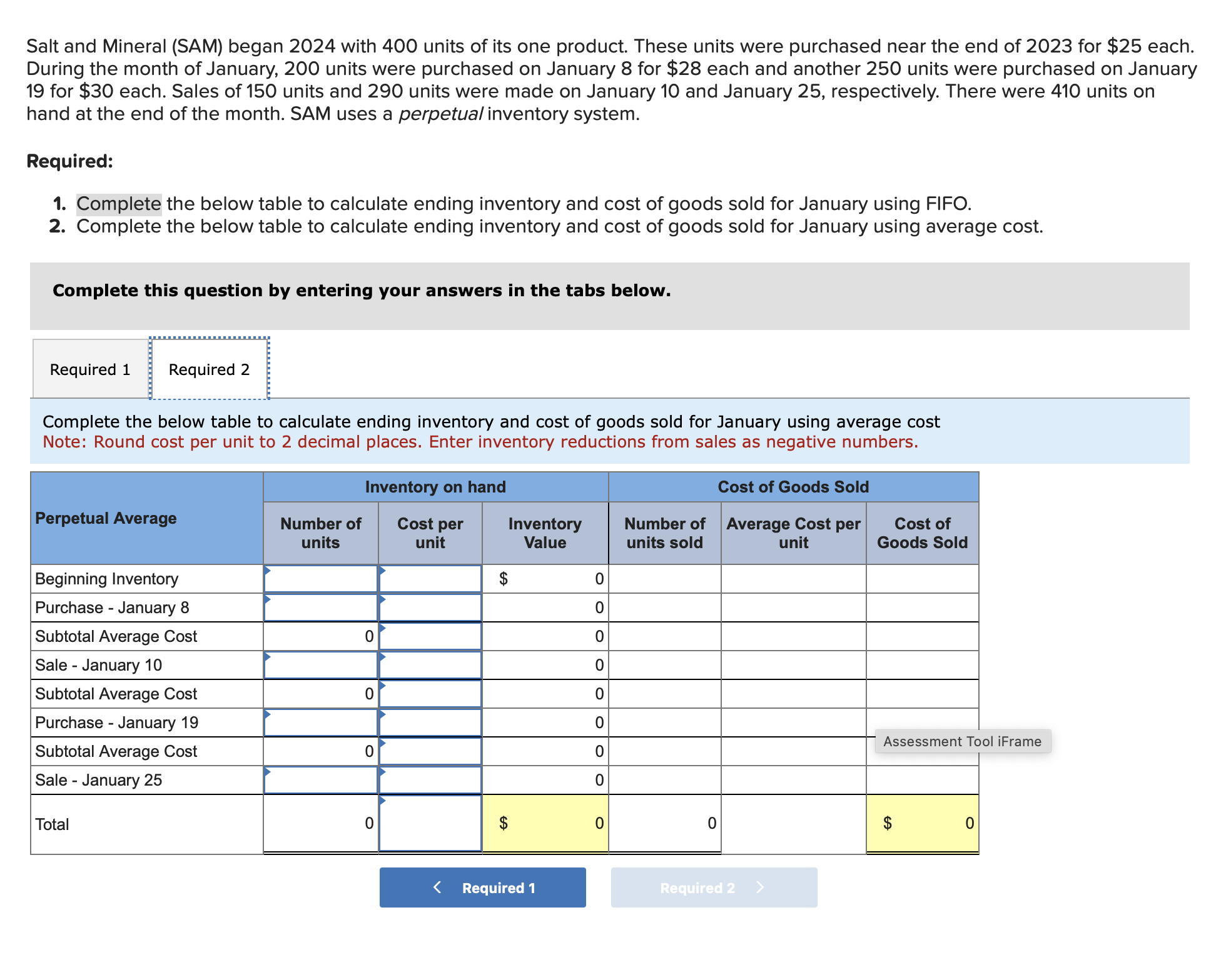 Solved Salt and Mineral (SAM) began 2024 with 400 units of | Chegg.com
