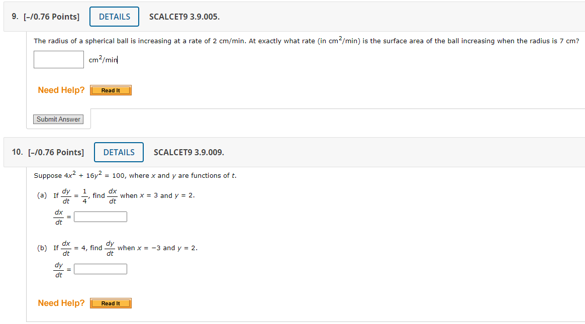 Solved [-/0.76 Points ] SCALCET9 3.9.005. The radius of a | Chegg.com
