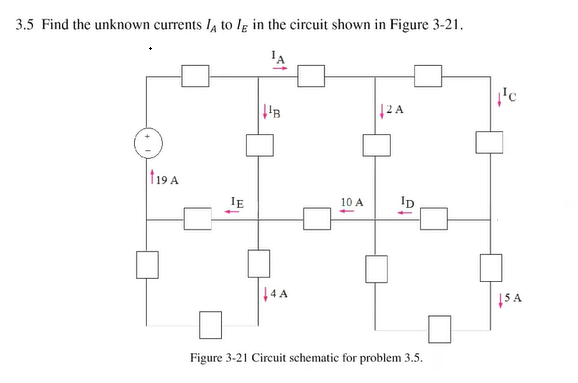 Solved 3.5 Find the unknown currents IA to IE in the circuit | Chegg.com