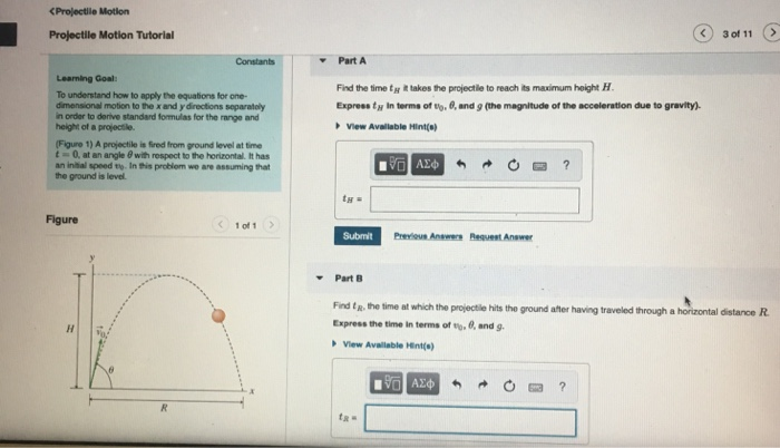 Solved (Projectile Motion Projectile Motion Tutorial 3 of | Chegg.com