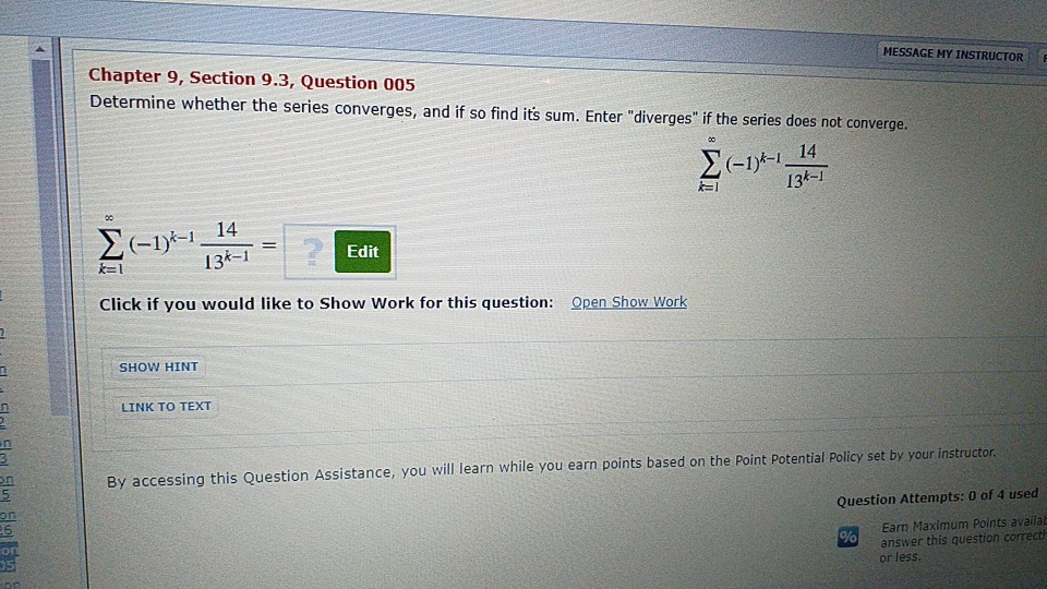 Solved MESSAGE MY INSTRUCTOR Chapter 9, Section 9.3, | Chegg.com