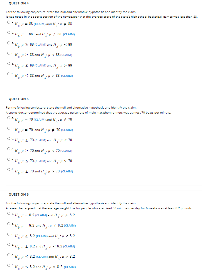 Solved For the following conjecture, state the null and | Chegg.com