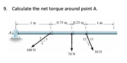 Solved 9. Calculate the net torque around point A. | Chegg.com