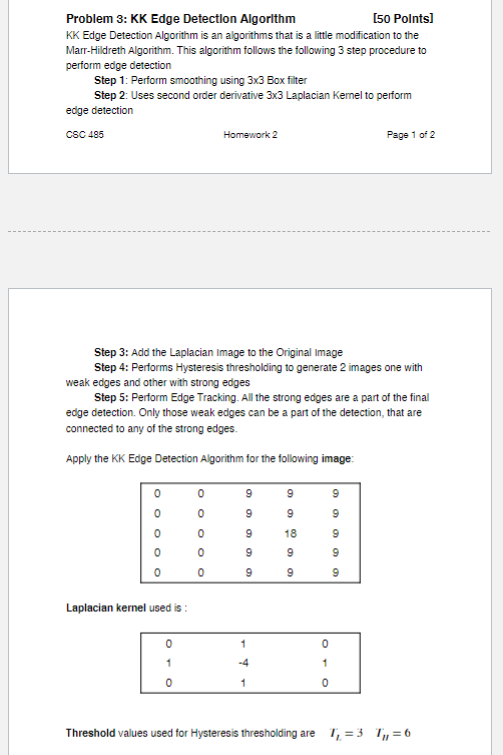 Problem 3: KK Edge Detection Algorithm (50 Polnts] KK | Chegg.com
