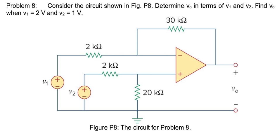 Solved Problem 8: , ﻿Consider the circuit shown in Fig. P8. | Chegg.com