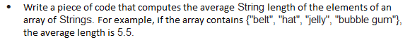 Solved Write a piece of code that computes the average | Chegg.com