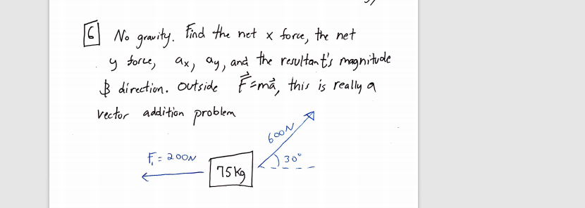 Solved 16 No gravity. Find the net x force, the net y force, | Chegg.com